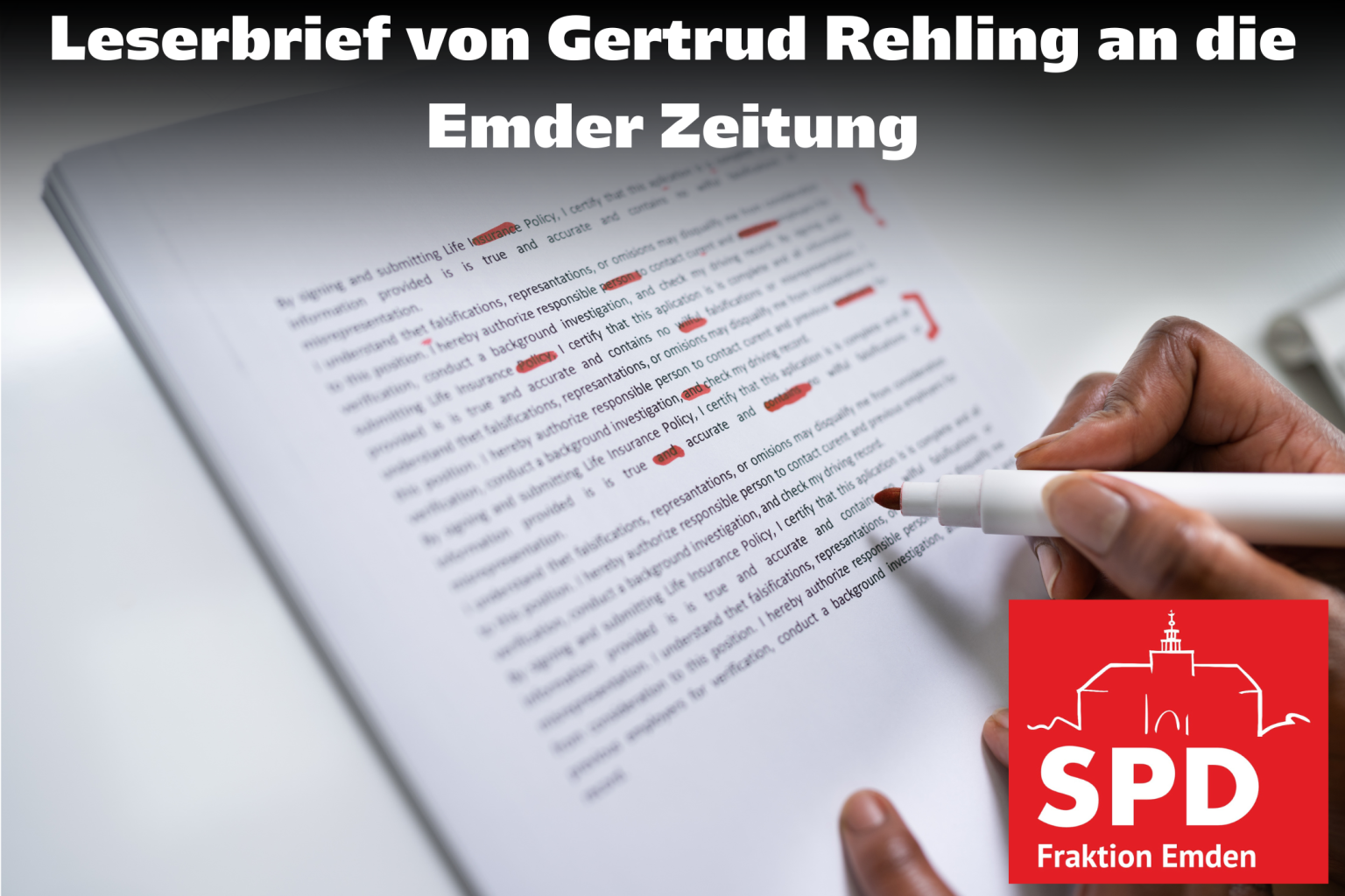Leserbrief von Gertrud Rehling an die Emder Zeitung › SPD EMDEN